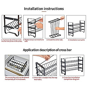 H-SPACE Spice Rack Organizer for Cabinets, 3 Tier Spice Rack Organizer, Removable Countertop Spice Rack, Freestanding Spice Jar Organizer for Kitchen Counter (Black)
