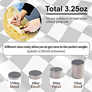 MUUNN 3.25oz Cylindrical Tungsten Weights for Pinewood Cars Derby, Make The Faster Pine Derby Car,4 Different Sizes of Cylinders to Speed Up Your Car