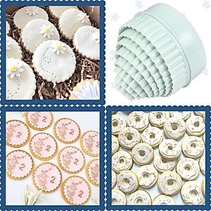 Crethinkaty Cookie Cutters-Two Side Round Cookie Cutter,Biscuit Cutters and Fondant Cake Mold-Plastic Cookie Cutter Set of 8.