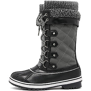 DREAM PAIRS Women's Mid-Calf Waterproof Winter Snow Boots MONTE_02,Size 10,Grey,MONTE_02