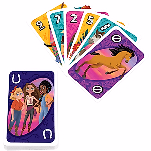 Mattel Games UNO DreamWorks Spirit Untamed Matching Card Game Featuring 112 Cards with Movie-Themed Graphics, Game Night, Kids Toy Ages 7 Years & Older