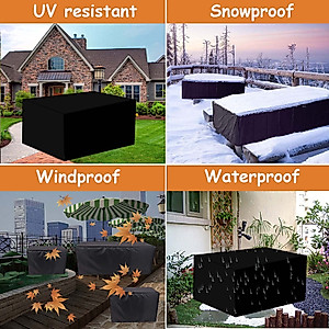 WZDD Patio Table Set Cover 51”x51”28”, Garden Furniture Covers Waterproof, Black Patio Covers for Outdoor Furniture, 420D Oxford Fabric Windproof & UV Protection Furniture Covers