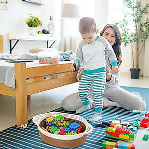 MJIAYWIN Small Woven Basket Cotton Rope Organizer Room Storage Bins Empty Gift Basket with Handles Cute Nursery Room for Home, Kids Playroom, Bedroom Brown 12"x 8" x 5"