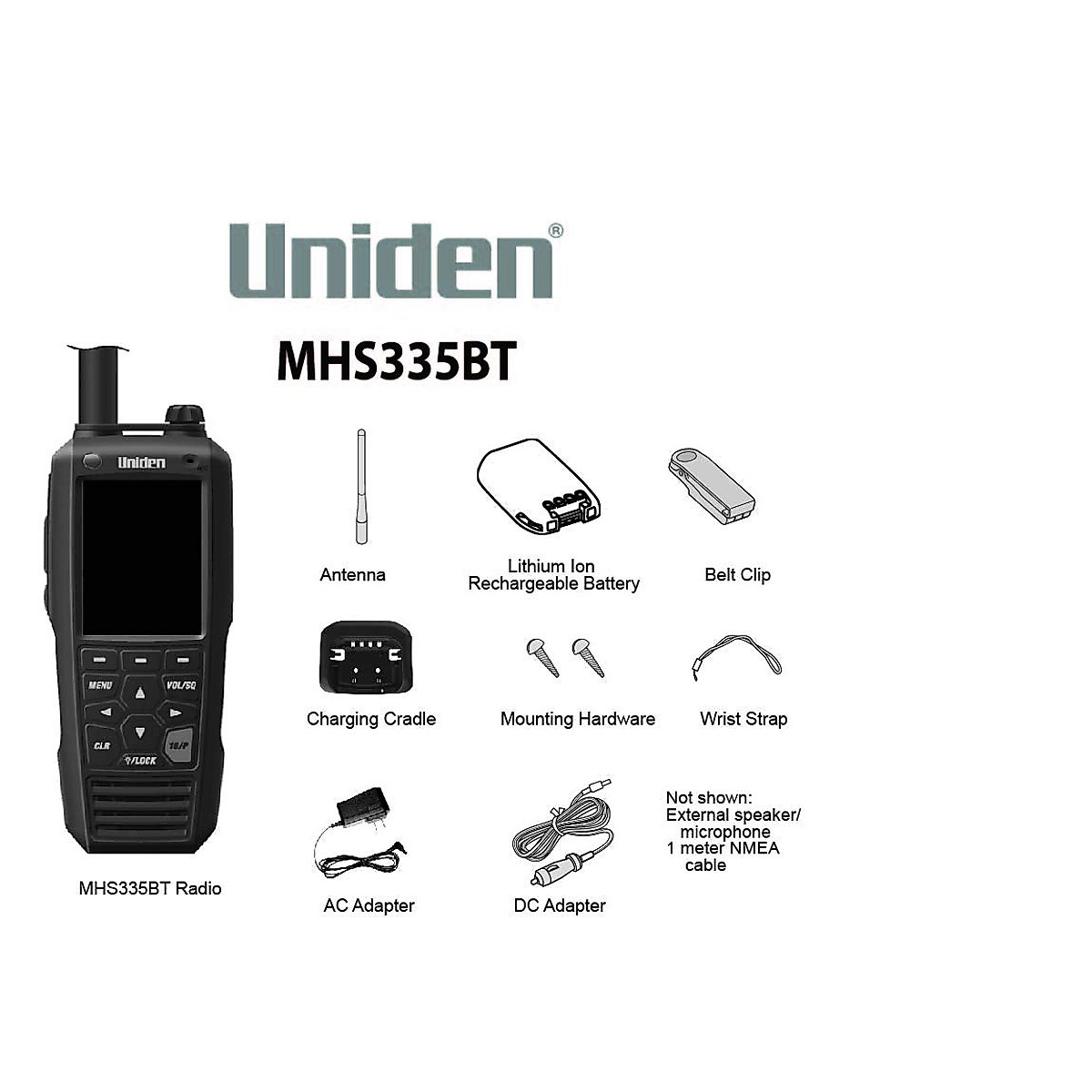Uniden MHS335BT 6W Class D Floating Handheld VHF Marine Radio with Bluetooth, Text Message Directly To Other Vhf Text Message Capable Radios, IPX8 Submersible Design