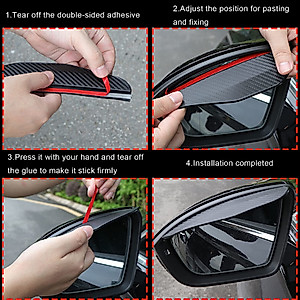 2 Pcs Carbon Fiber Car Side Mirror Rain Eyebrow Guard, Car Rearview Mirror Rain Brow, Waterproof Rearview Mirror Smoke Cover, For SUV, Truck, Car, Vehicle, GM Rear View Mirror Accessories
