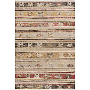 SAFAVIEH Montage Collection 8' x 10' Taupe / Multi MTG238E Boho Indoor/ Outdoor Non-Shedding Easy scrubbing Patio Backyard Porch Deck Mudroom Area-Rug