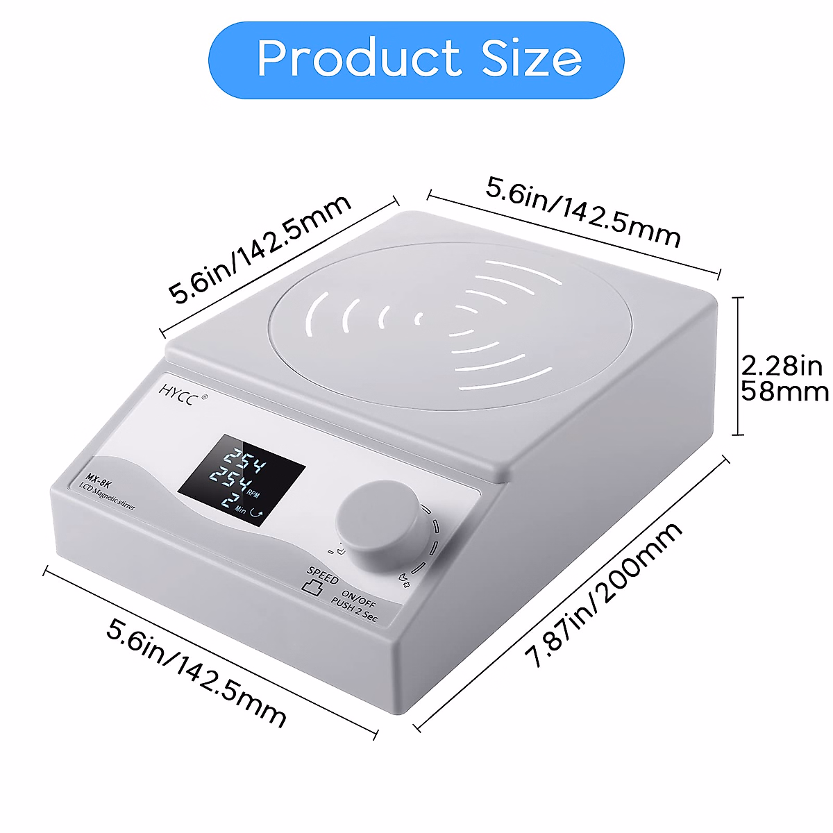 HYCC Digital Magnetic Stirrer Laboratory Stir Plate Plate with Timing Function (LCD Display Stirring Type)