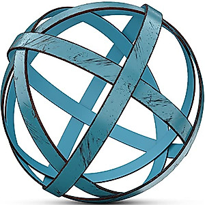Metal Decorative Sphere for Home Decor - Distressed Blue, Hand Painted, Modern Decorative Balls for Living Room, Bedroom, Kitchen, Bathroom, Office - Table Decorative Orbs for Сenterpiece
