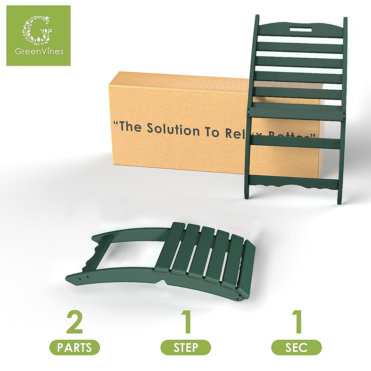 GREENVINES Folding-Xavier-Chairs Set of 2 | Wave | Portable Adirondack-Chair | HDPE Plastic | All Weather Fire-Pit Chair | Forest | for Beach Outdoor Deck Poolside Garden Patio Porch Fishing