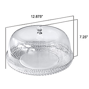 Amazing Abby - Kate - 12-Inch Acrylic Cake Plate with Dome, Plastic Cake Stand with Cover, Serving Platter with Lid, BPA-Free and Shatter-Proof, Perfect for Display, Party, Entertaining, and More