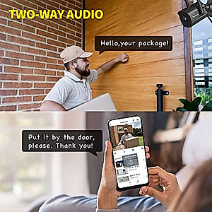 Septekon Security Camera Outdoor 2 Pack, 2.4G Wired WiFi Cameras for Home Security, 2K Surveillance Cameras with Motion Detection and Siren, 2-Way Audio, Night Vision, IP66 Waterproof, Black