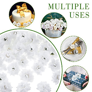 Syhood 100 Pieces Artificial Roses Head Fake Silk Rose Head DIY Fake Roses Heads for Wedding Flower Wall DIY Crafts Bouquet Decoration (White)