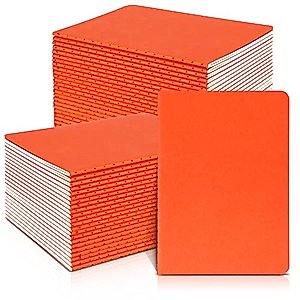 Ctosree 50 Pcs Small Lined Notepads Bulk Mini Journal Memo Pocket Notebooks Mini Composition Notepad Office School Gifts Supplies for Kids Students, 24 Sheets, 5.5 x 3.5 Inches (Orange)