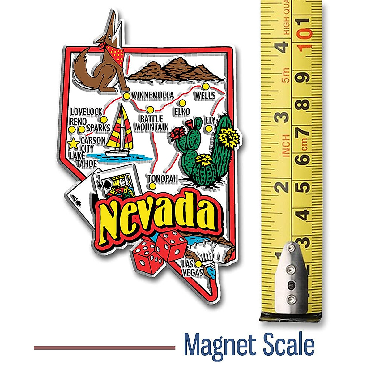 Nevada Jumbo State Magnet by Classic Magnets, 2.7" x 4.3", Collectible Souvenirs Made in The USA