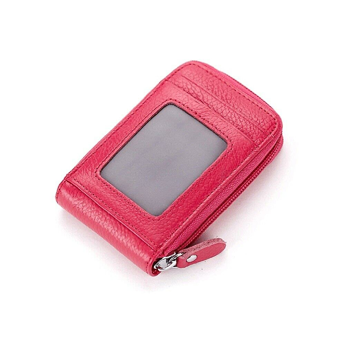 Men & Women Wallet with red rose Blocking Zipper Thin Pocket Genuine Leather Credit Card Holder RFID (Red Rose)