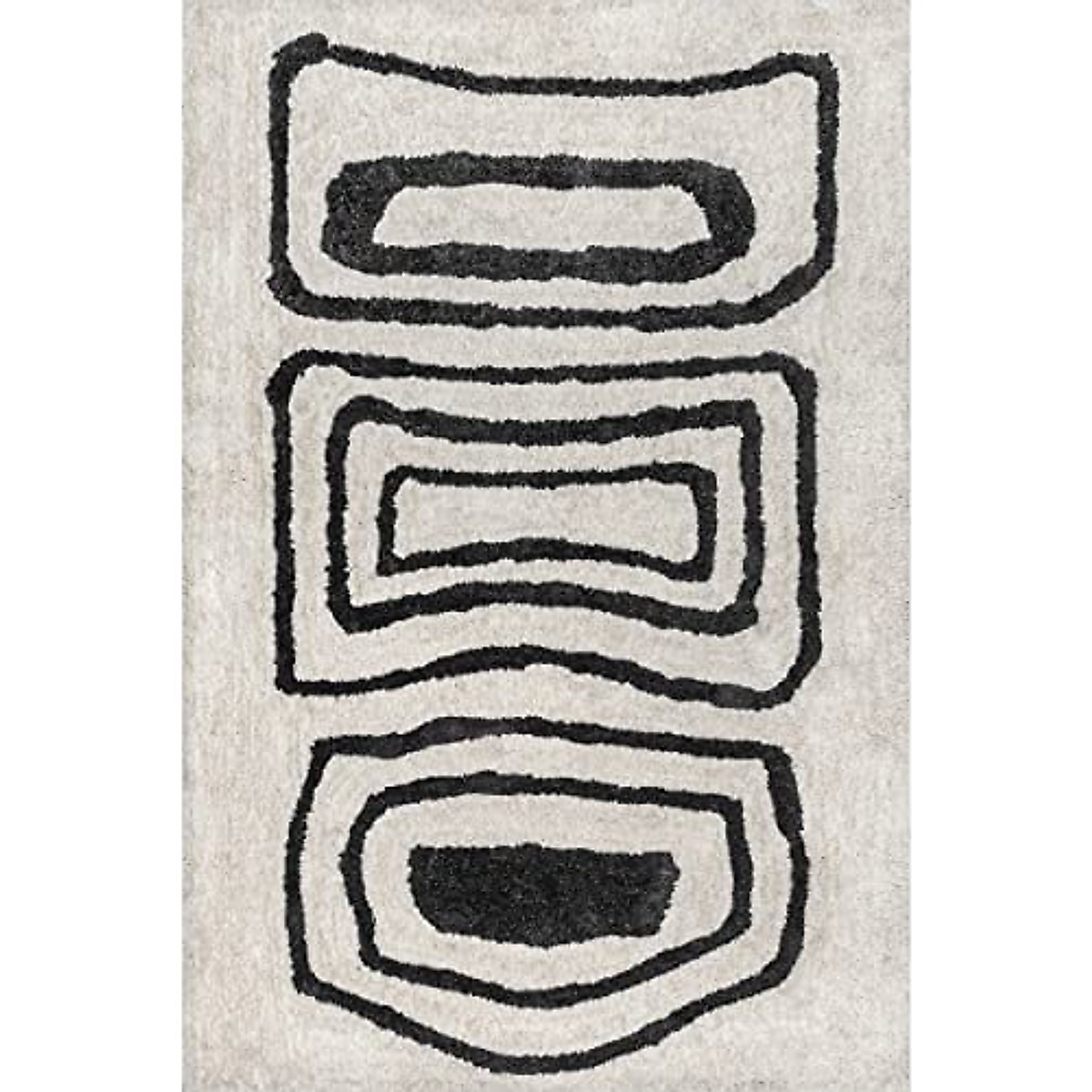 nuLOOM Mica Abstract Circles Shag Area Rug, 9' x 12', Ivory