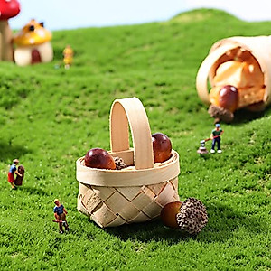 Yardwe 12pcs Mini Woven Baskets with Handles, Wood Chip Baskets, Miniature Flower Baskets, for Wedding Party Favors Crafts Farmhouse Decor (2.4 x 2 x 2.4 Inch)