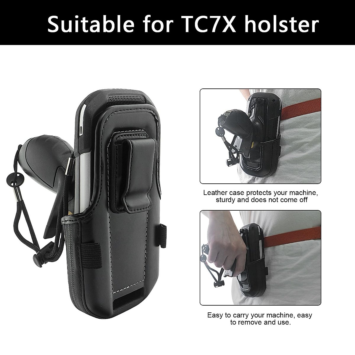 Scanner Holster for Zebra Symbol TC77, TC70, TC72, TC75, TC70x, TC75x Handheld Barcode Scanner - Carrying Case and Holder with Belt Clip, Pouch Supports Trigger Handle, SG-TC7X-HLSTR1-02