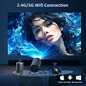 aubor Mini Projector with Android TV 11.0, Support 1080P Smart Portable Projector with 5G WiFi and Bluetooth, 10000 Lumen，Auto Keystone Correction, Premium 360 Sound, 40"-130" Screen Video Projector