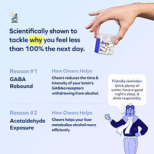 Cheers Restore | Supplement with DHM + L-Cysteine | Feel Better After Drinking & Support Your Liver | 12 Doses | Dihydromyricetin, Cysteine, Prickly Pear, B-Vitamins, Ginger