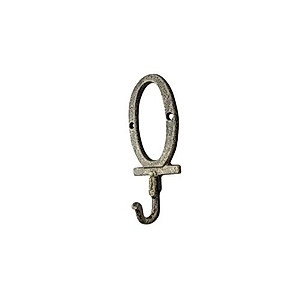 Handcrafted Nautical Decor Rustic Gold Cast Iron Letter O Alphabet Wall Hook 6"