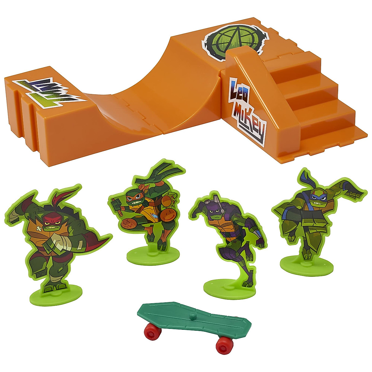 DecoSet® Teenage Mutant Ninja Turtles TMNT-RISE UP! Cake Topper, 6-Piece Birthday Decoration for Cakes and Cupcakes, Surprise Your TMNT Fan with ALL the Characters and Interactive Skateboard