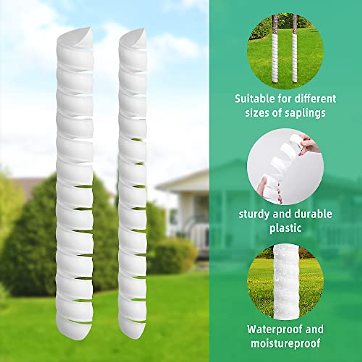 Watayo 4 Pcs Tree Trunk Protector-2 Size Plastic Spiral Tree Guard-Tree Bark Protector Tube Wraps to Protect Saplings Plants from Deer Rabbit Cats Rodents Mowers