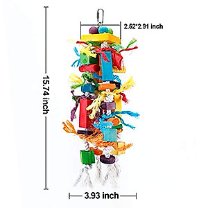 CRMADA Bird Toys, Parrot Chewing Toy, Multicolored Wooden Blocks Tearing Toys for African Grey Cockatiel Conure Cockatoo and Medium Amazon Parrot