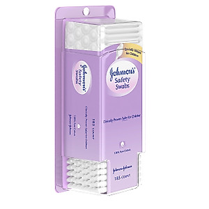 Johnson's Safety Ear Swabs for Babies and Children made with Non-Chlorine Bleached Cotton for a Gentle Clean, 185 ct (Pack of 2)