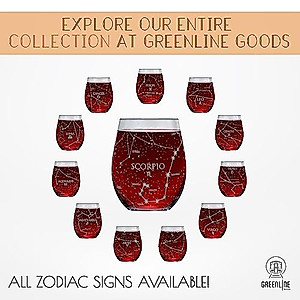 Greenline Goods Scorpio Stemless Wine Glass Etched Zodiac Scorpio Gift 15 oz (Single Glass) - Astrology Sign Constellation Tumbler