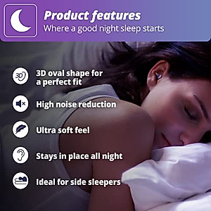 Alpine SleepDeep Multisize - Soft Ear Plugs for Sleeping and Concentration - New 3D Oval Shape and Noise Reducing Gel for Better Attenuation - 27dB - for Side Sleeper - 2-Pair Reusable: S + M/L
