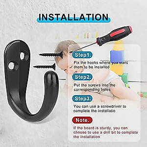 Mzizi Dco Wall Hooks,Coat Hooks Wall Mounted,Single Metal Hooks, Heavy Duty Wall Hooks for Hanging Hat Towel Robe Bag Jacket Clothes (Black 15PCS)