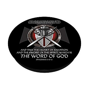 Christian Bible Verse Gifts Men Husband Him Cross Armor God PopSockets Swappable PopGrip
