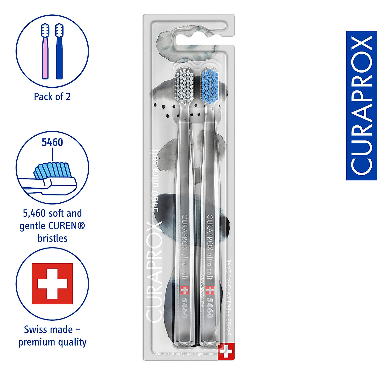 Curaprox CS 5460 Ultra-Soft Winter Edition Toothbrush, Pack of 2, Battery Powered, Transparent, Unisex-Adults, 20-Word Title
