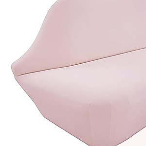 TOV Furniture Upholstered Transitional Velvet Lips Settee in Blush Pink
