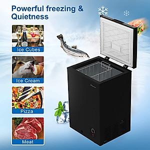 Kalamera. 3.5 Cu.ft Chest Freezer-Freestanding For Home/Apart With Lowest -4℉ Black, KCF-100-SS