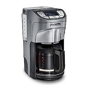 Hamilton Beach Professional Programmable Drip Coffee Maker, 12 Cup Capacity Ergonomic Carafe, 60oz Removable Reservoir, Brushed Metal (49500)