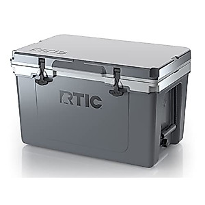 RTIC Ultra-Light 52 Quart Hard Cooler Insulated Portable Ice Chest Box for Beach, Drink, Beverage, Camping, Picnic, Fishing, Boat, Barbecue, 30% Lighter Than Rotomolded Coolers, Dark Grey & Cool Grey