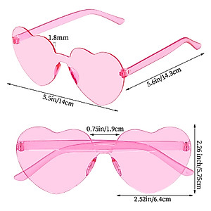 Fengek 30 Pcs Heart Shape Sunglasses Frameless Transparent Glasses Party Favors for Women, Pink