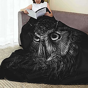 Black Owl Fleece Throw Blanket Soft Lightweight Warm Cozy Plush Blanket for Couch Bed Sofa 80"X60"