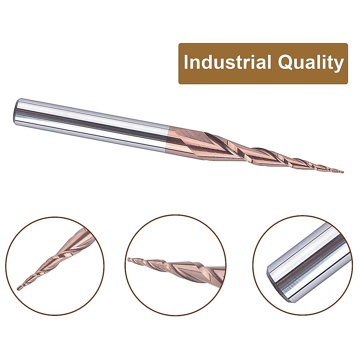 SpeTool Tapered Ball Nose End Mill 1/4" X 3" with 0.5mm Tip Diameter(0.25mm Radius) Ball Nose 5.26Deg Router Bit for CNC Machine Engraving Carving Bits H-Si Coated