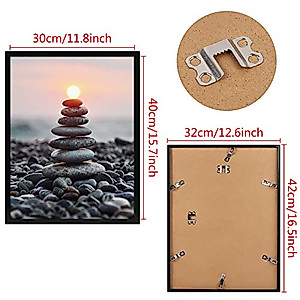 Teqooza 12x16 inch Diamond Painting Picture Frames, Compatible With 30x40 cm Without Mat, for Arts or Photos or Posters, Black Frame with Acrylic Protection and Hanging Kit, Pack of 1