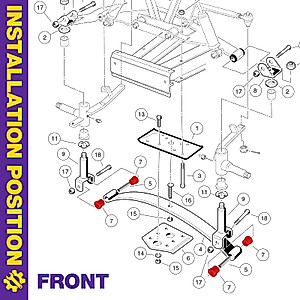 Club Car DS Front & Rear Leaf Spring Bushing Kit, Golf Cart Leaf Spring Polyurethane Bushing and Sleeves for 1981-Up DS, Upgraded Red GolfCart Suspension Shackle Parts OE Replaces 1012303 1015583