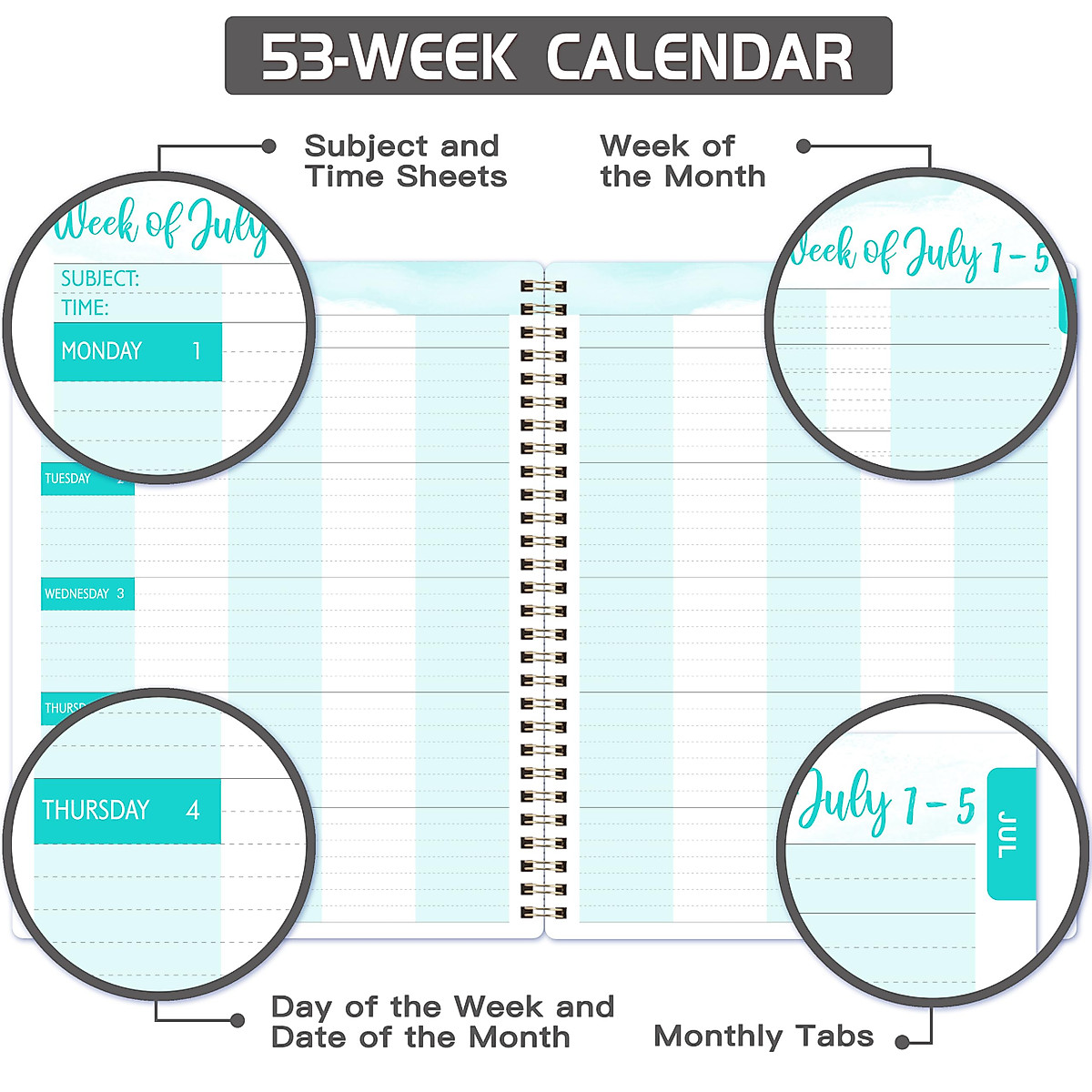 Teacher Planner 2024-2025 - Weekly & Monthly Lesson Plan Book, July 2024 - June 2025, 8" x 10", Academic Planner with Twin-Wire Binding for Teachers - Apple