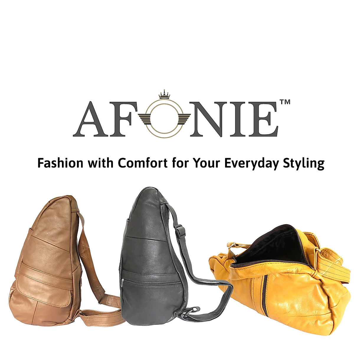 Afonie Leather Sling Bag for Women & Men Sling Backpack Crossbody Bag