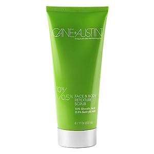 CANE + AUSTIN Face + Body Glycolic Acid Scrub Treatment, Exfoliating Cleanser with AHA to Hydrate, Smooth & Clarify Skin, For use on Combination and Oily Skin, 6.7 fluid ounce
