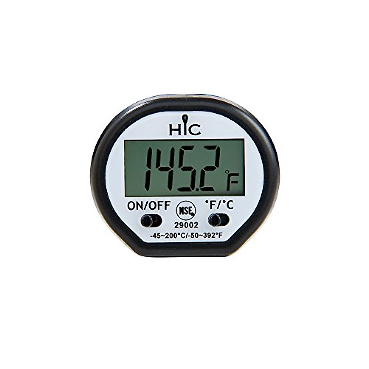 HIC KItchen Roasting Instant-Read Digital Meat Thermometer, Shatterproof LCD Display, Stainless Steel with Protective Sheath and Internal Temperature Chart