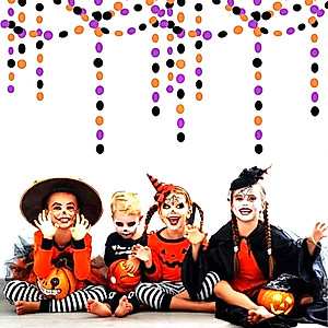 Black-Orange Purple Halloween Party-Decorations Streamers-Garland - 52ft Birthday Baby Shower Decorations Paper Banner, Graduation 2024 Glitter Hanging Decoration Bunting Supplies Lasting Surprise