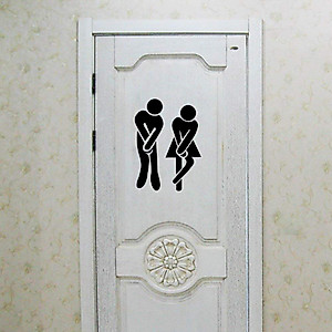 DIY Removable Man Woman Washroom Toilet Bathroom WC Sign, OYEFLY Door Accessories Wall Sticker Home Decor for Kids Living Room Home Decoration (Black)