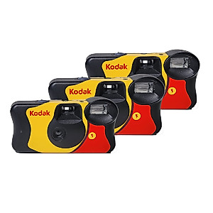 Kodak FunSaver Disposable Camera 800 ISO 35mm with Flash 27 Exposures (Pack of 3) Plus Free Silicon Wrist Bands
